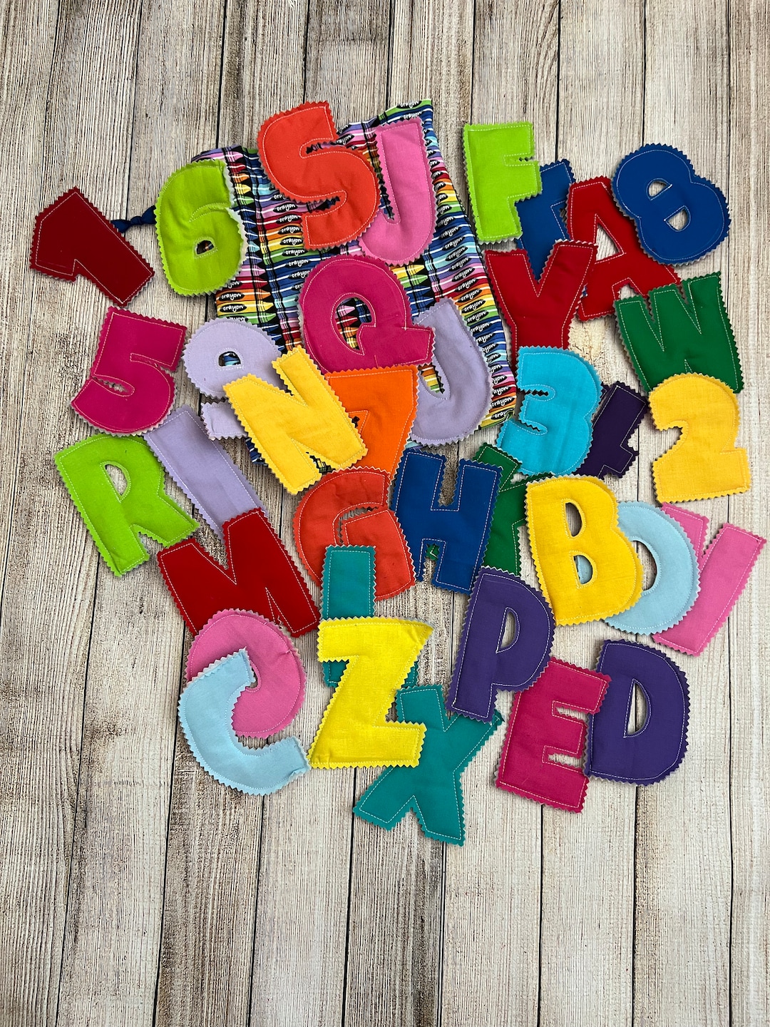 Fabric Alphabet & Number Set: Cotton Learning Letters, Montessori Toy ...