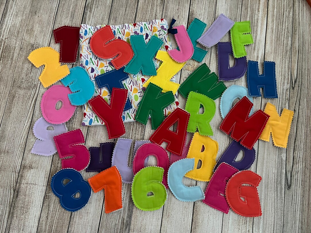 Fabric Alphabet LETTERS & NUMBERS SET Learning Letters, Fabric Letters ...