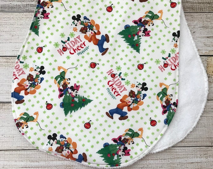 Mickey & Minnie Mouse Christmas Burp Cloth - Etsy