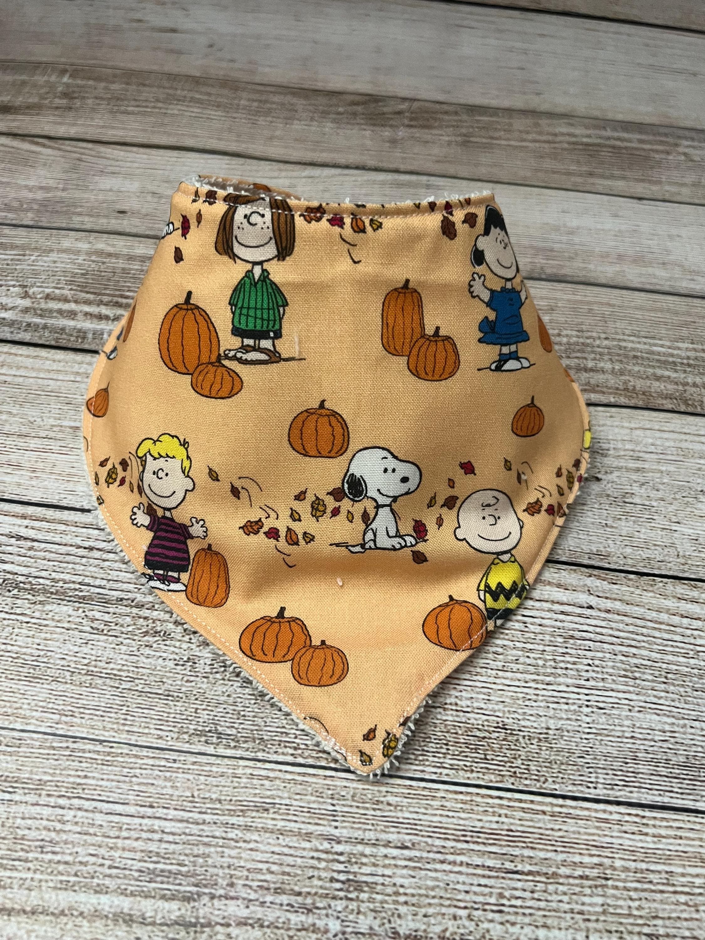 3-6 Month-snoopy Charlie Brown Fall/thanksgiving Bandana Drool Bib - Etsy