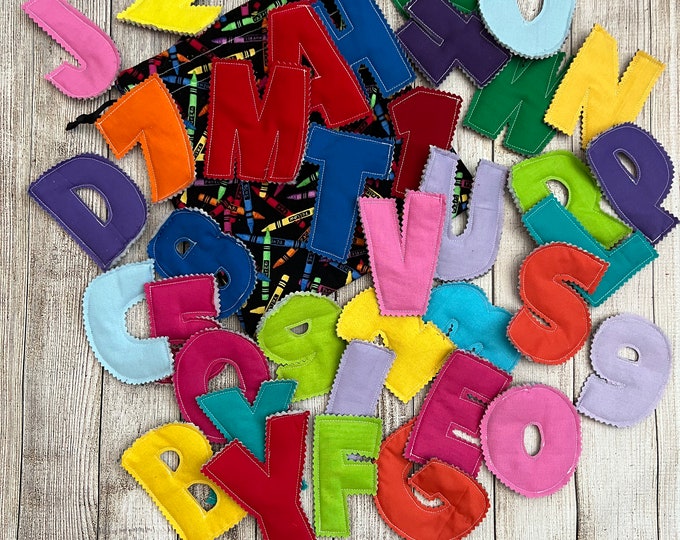 Fabric Alphabet LETTERS & NUMBERS SET- Learning Letters, Fabric Letters ...