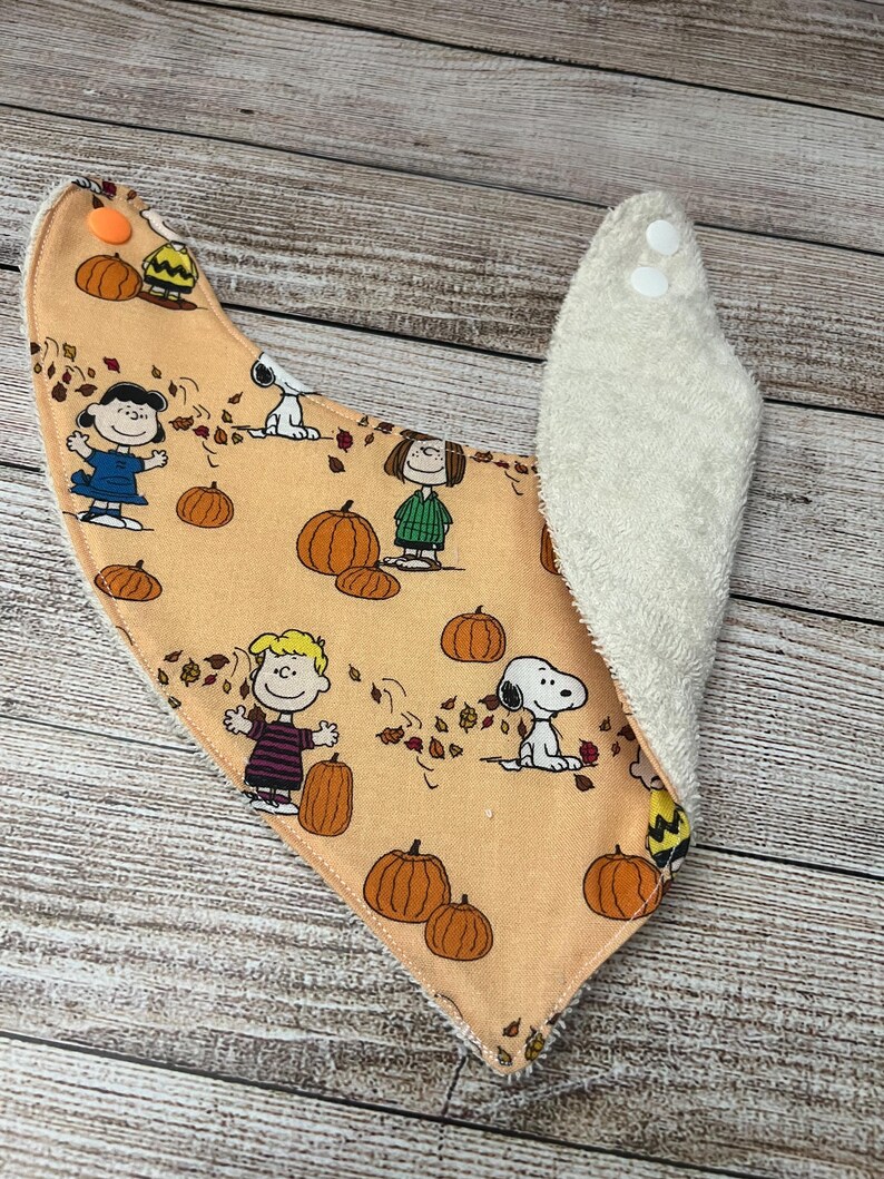 3-6 Month-snoopy Charlie Brown Fall/thanksgiving Bandana Drool Bib - Etsy