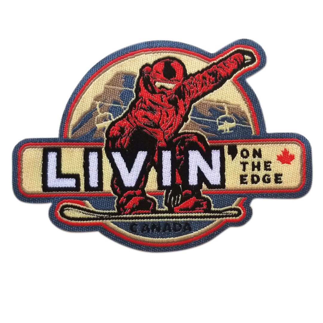 Livin on the Edge Iron on Patch Embroidered Sew on Snowboard Patches ...