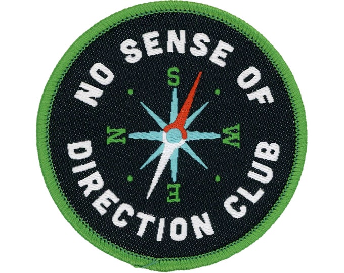 No Sense of Direction Club Funny Iron on Patch Woven Glue Backed Camping Patches Backpack ...