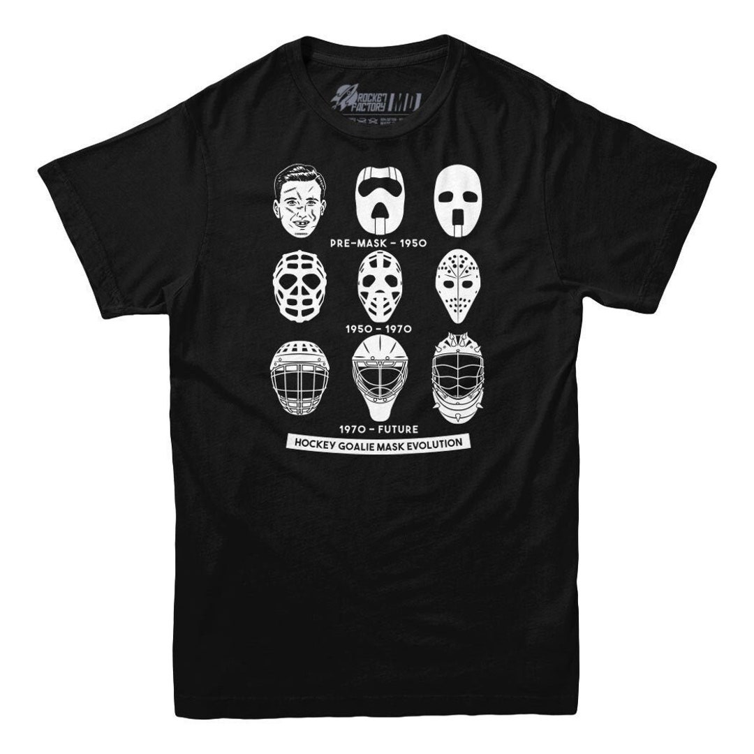 Hockey T Shirt | Goalie Mask Evolution T-shirt | Ice Hockey Goal Keeper ...