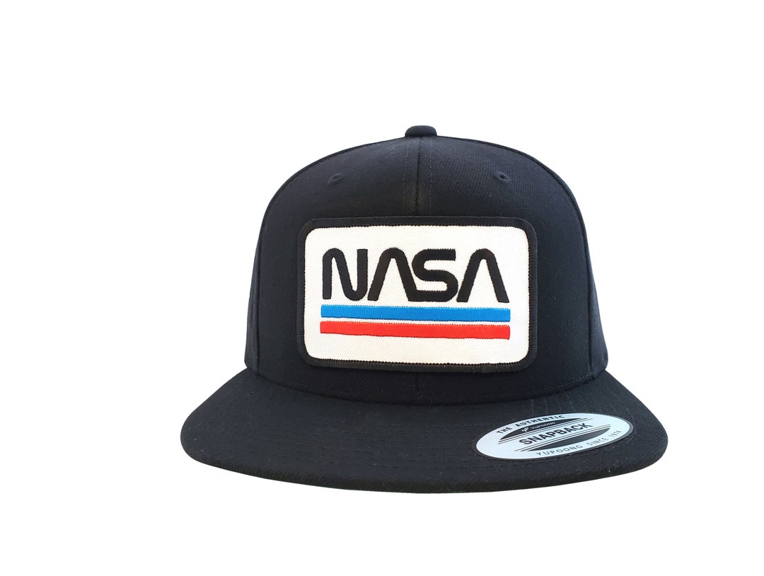 NASA Worm Logo Flat Brim Snapback Cap | NASA Yupoong Cap | NASA Premium ...