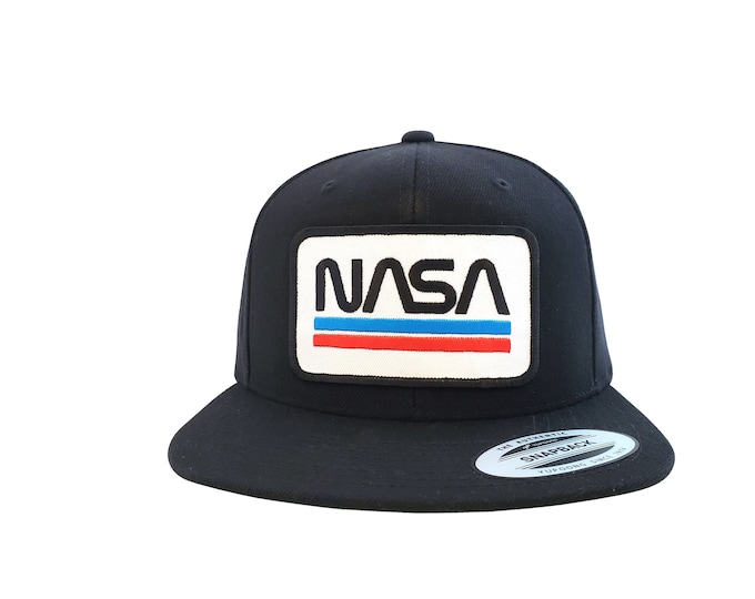 NASA Worm Logo Flat Brim Snapback Cap | NASA Yupoong Cap | NASA Premium ...