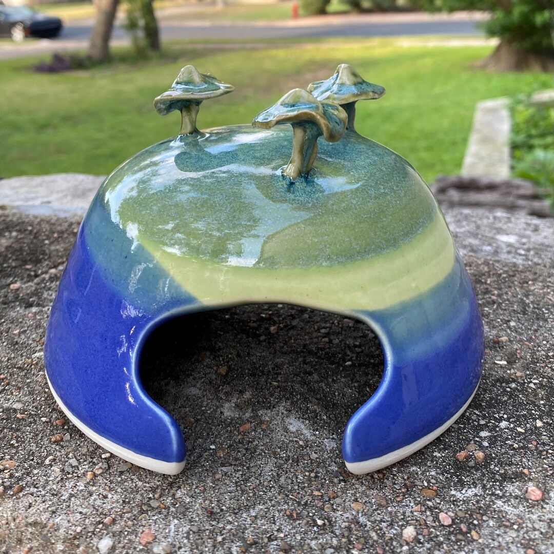 Handmade Porcelain Toad House in Blue and Green - Etsy