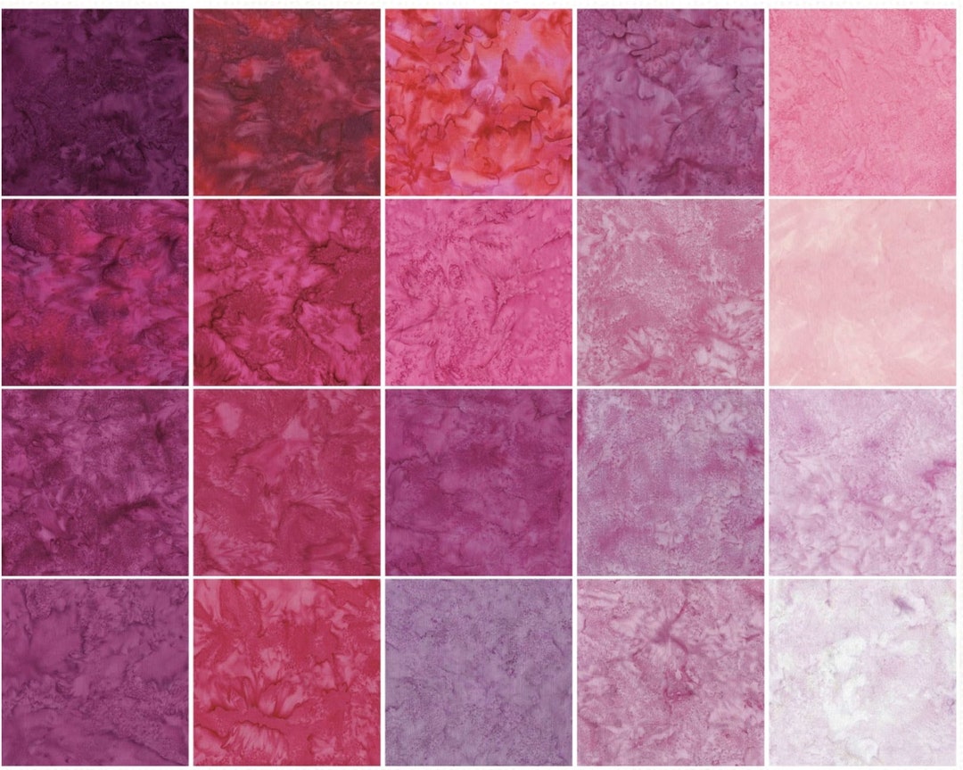 PRECIOUS PINK Batiks 5" Stamp Pack From Island Batik - (42) 5" Fabric ...