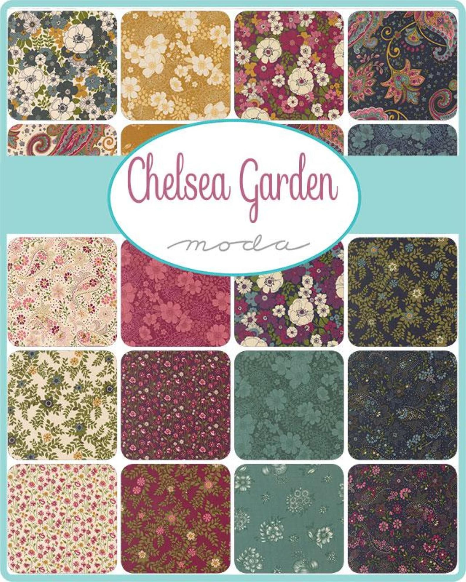CHELSEA GARDEN Charm Pack From MODA - (42) 5" Fabric Squares - #33850PP ...