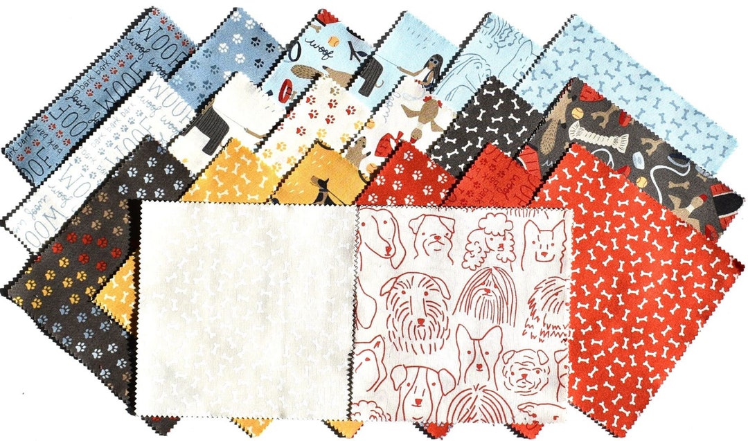 DOG DAZE Charm Pack From MODA 42 5 Fabric Square Set 20840PP - Etsy