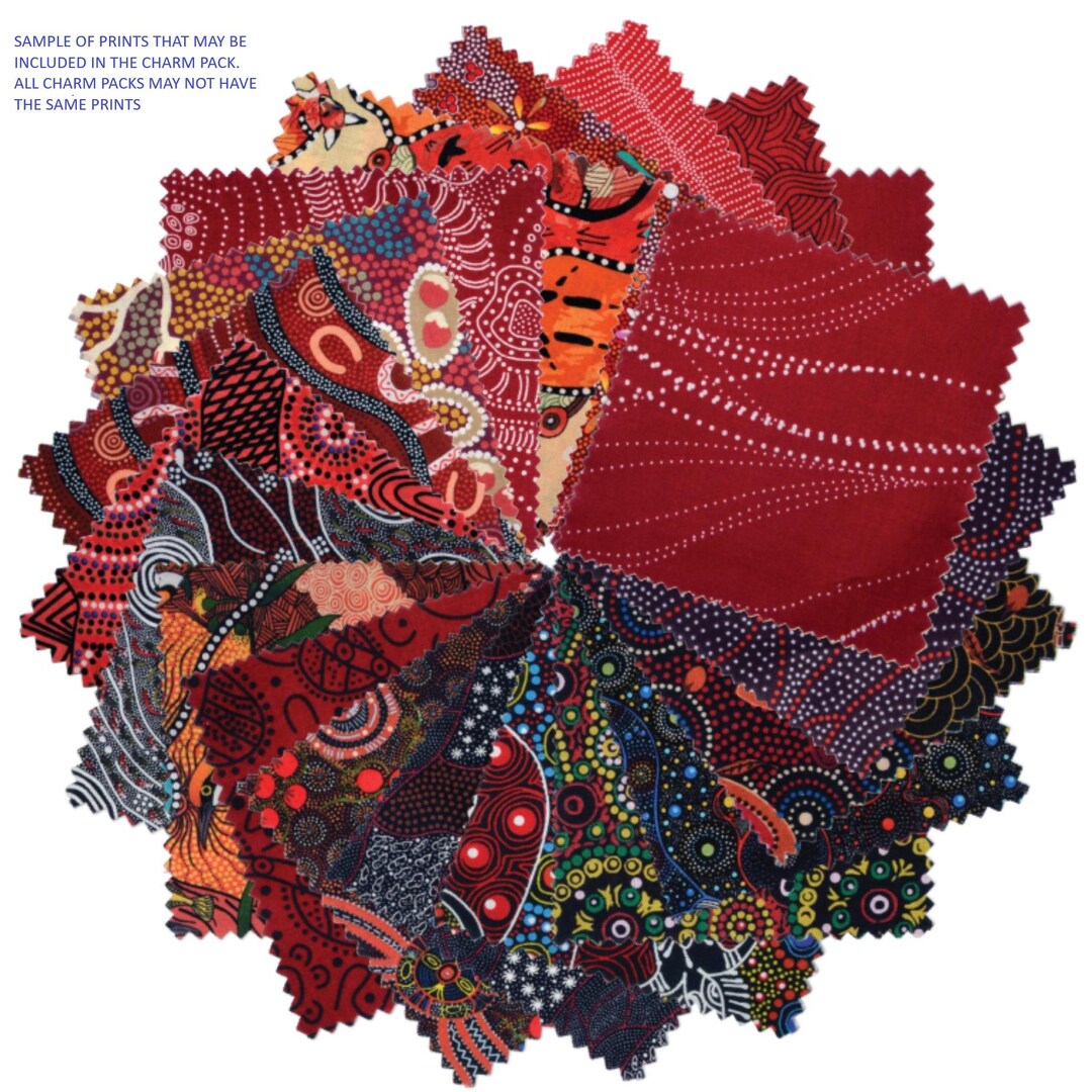 DREAMTIME RED Charm Pack From M&S Textiles - (40) 5" Fabric Squares - # ...