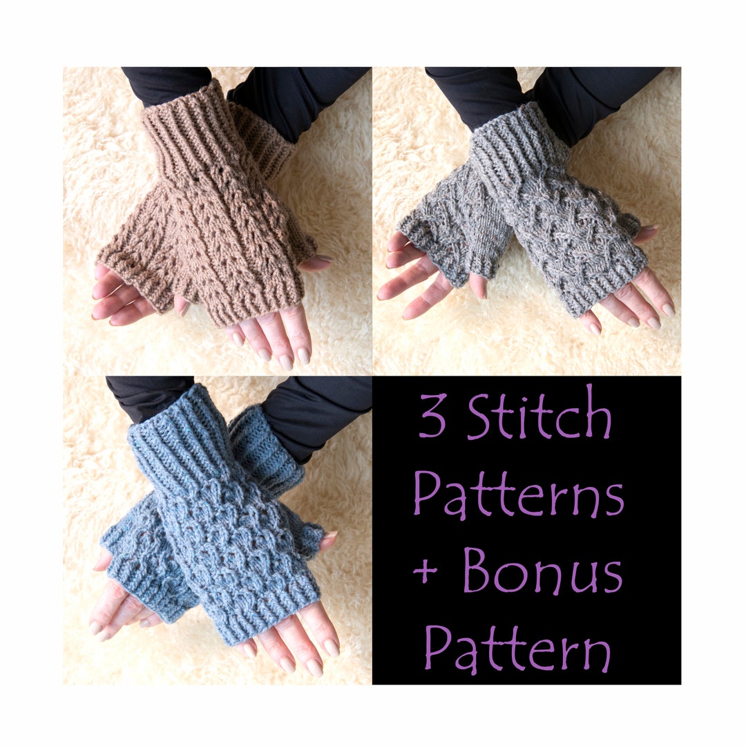 Knitting Pattern, shuswap Mitten, Adult Fingerless Gloves, 3 Stitch ...
