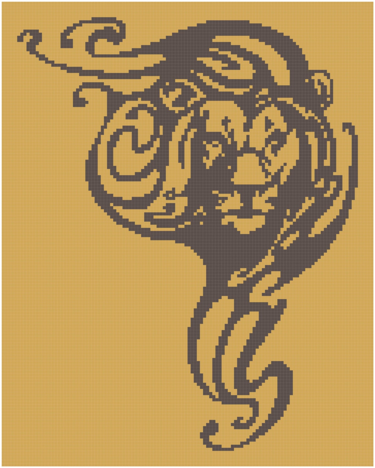 Lion Graph Chart Crochet Knit Pattern Afghan DOWNLOADABLE | Etsy