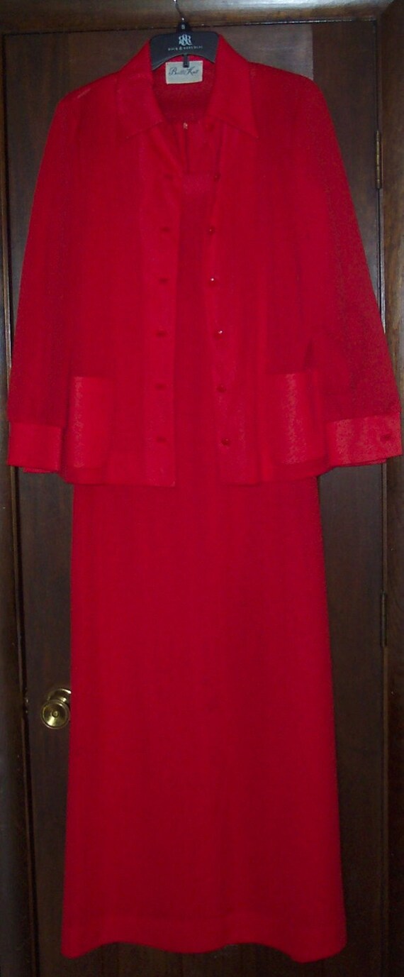 Butte Knit Suit jacket long sleeveless maxi dress red… - Gem