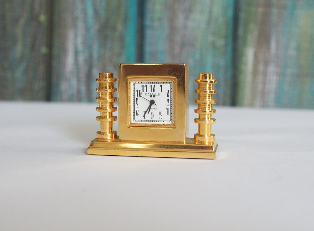 MAYFAIR Miniature Quartz Brass Clock , Art Deco Style - Etsy