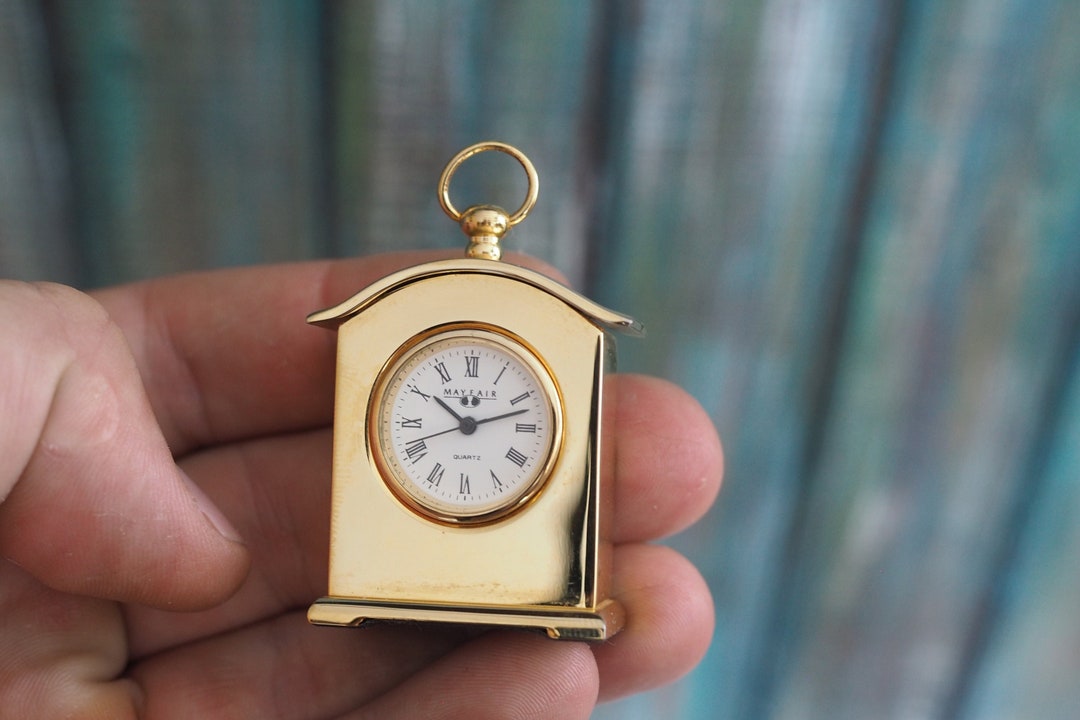 MAYFAIR Miniature Quartz Brass Clock - Etsy