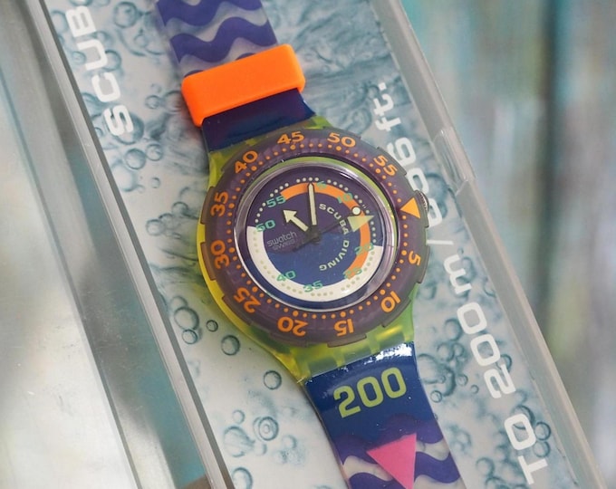 Vintage Swatch Scuba 200 Watch – 1990s Retro Diver, 38mm – Mint in Box ...
