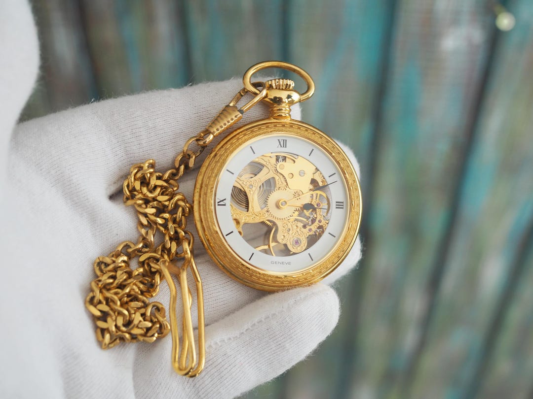 Swiss Made Skeleton Pocket Watch - Eta/unitas 6498 - Mechanical Wind Up ...