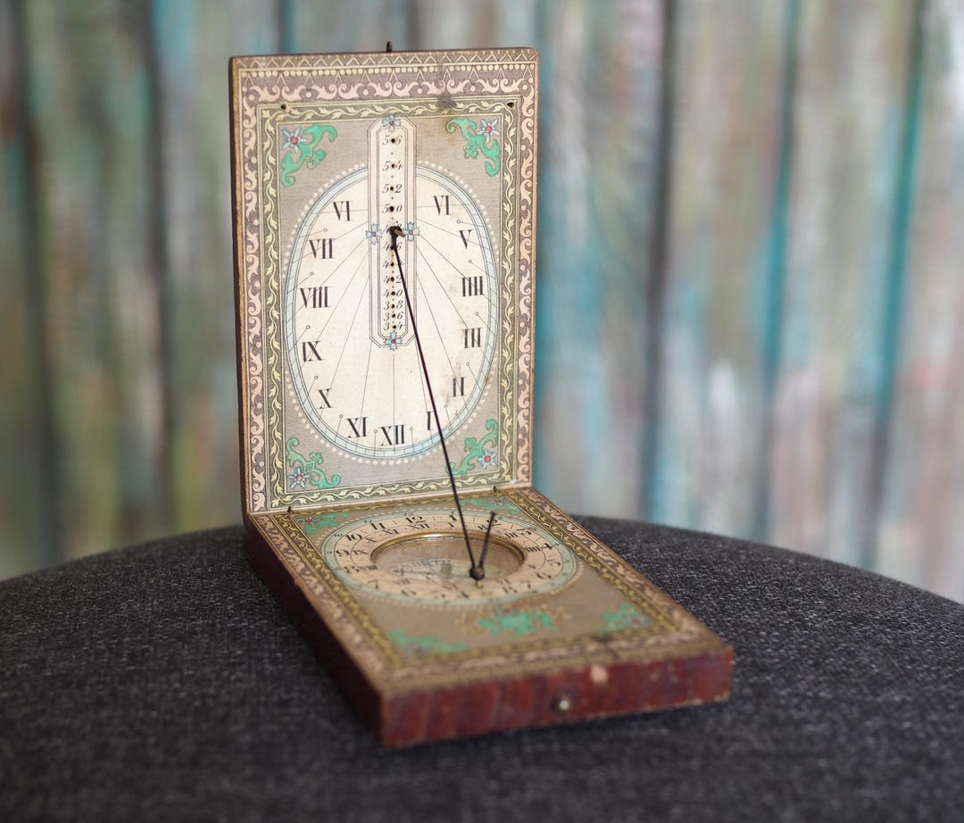 Early 19th Century German Diptych Sundial , Antique Sundial With ...