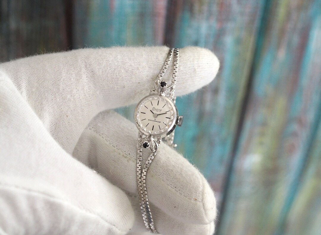 CONDOR Vintage German Solid Silver Mechanical Wind up Women's Bracelet ...