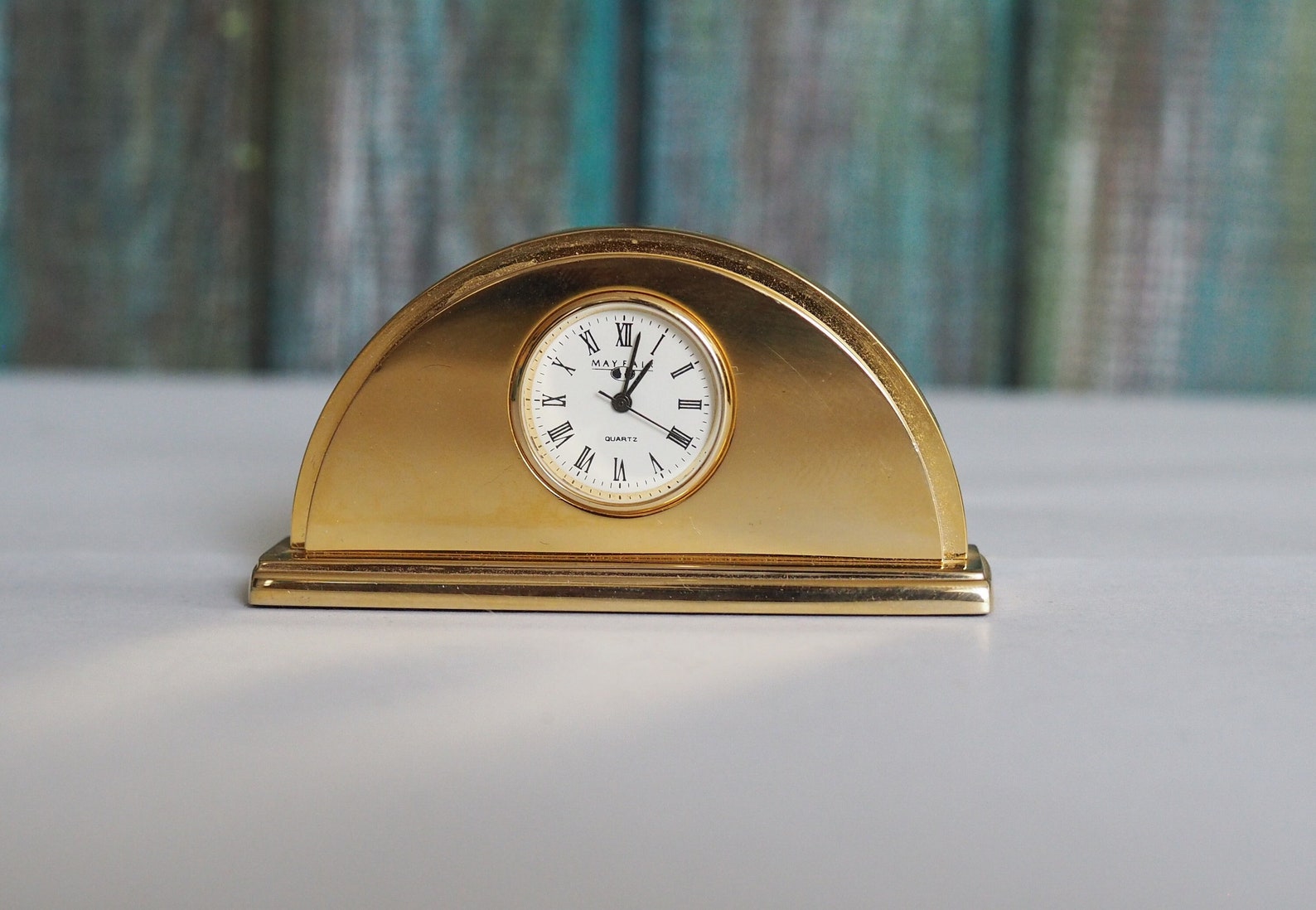 MAYFAIR Miniature Quartz Brass Clock , Art Deco Style - Etsy