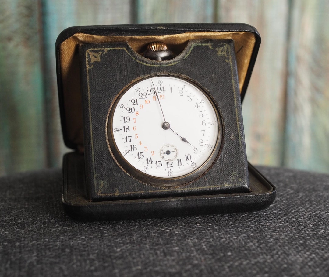 Rare Antique 24hour Swiss Made Mechanical Wind up Pocket Watch , Gun ...