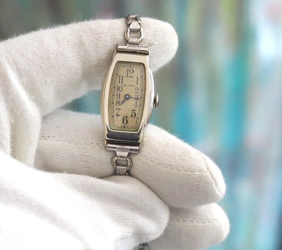 WALTHAM 14k. white gold case - Art deco Swiss made… - Gem