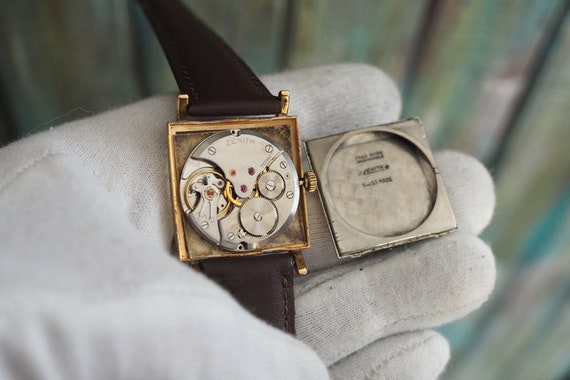 ZENITH - Swiss made mecahnical wind up square men's… - Gem