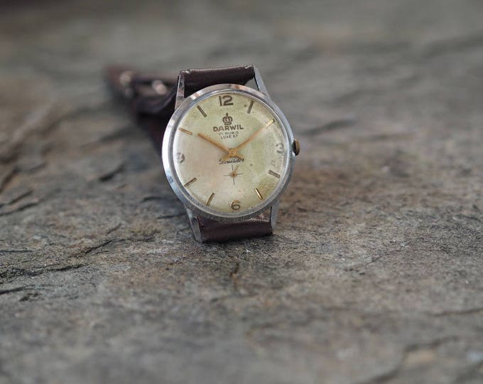 Vintage Swiss Made Men's Watch DARWIL De Lux Special Flat, 17 Jewels ...