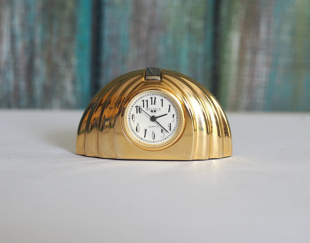 MAYFAIR Miniature Quartz Brass Clock , Art Deco Style - Etsy