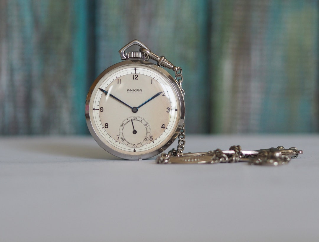 ANKRA - Art Deco German Mechanical Wind up Stainless Pocket Watch ...