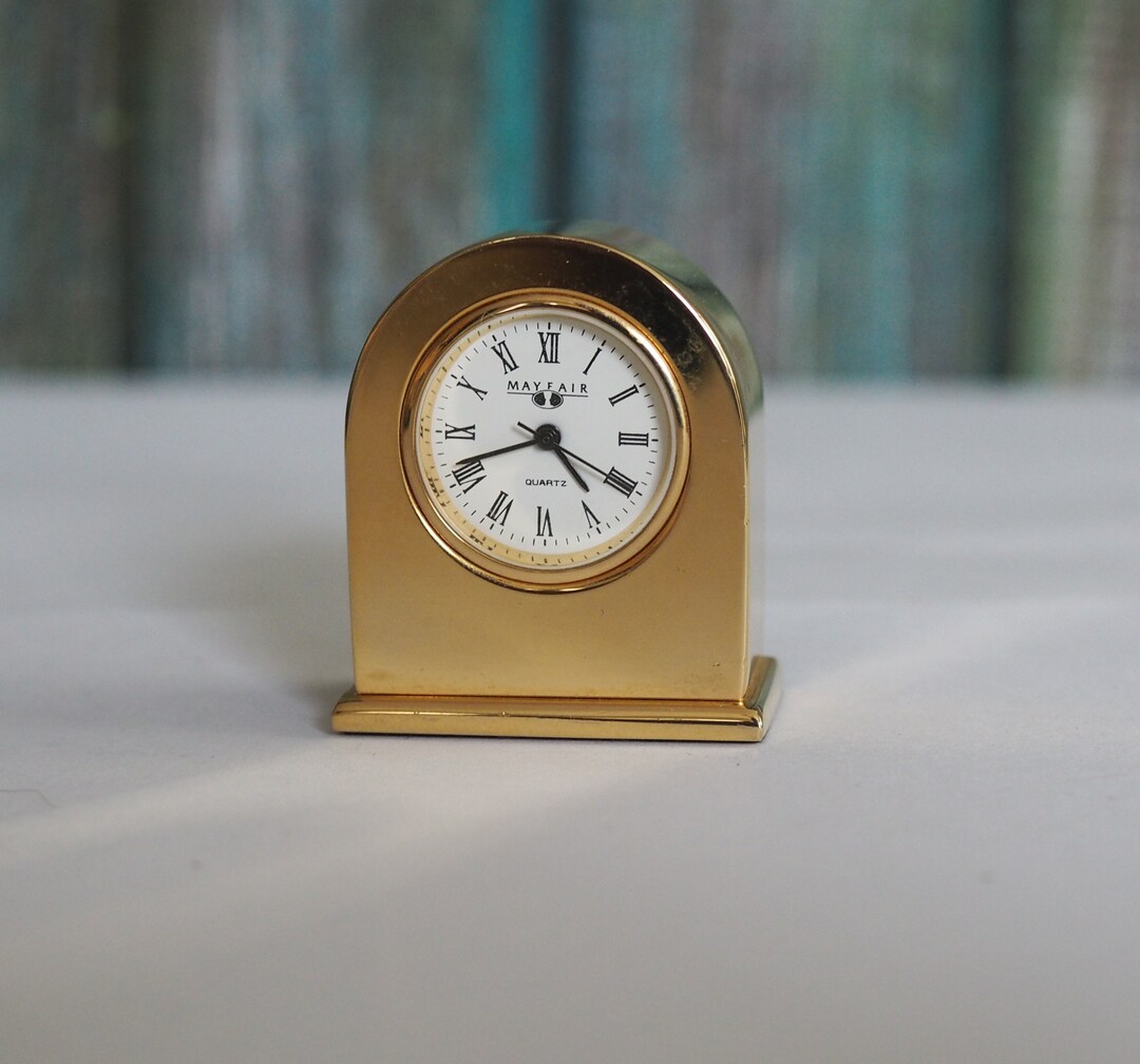 MAYFAIR Miniature Quartz Brass Clock - Etsy