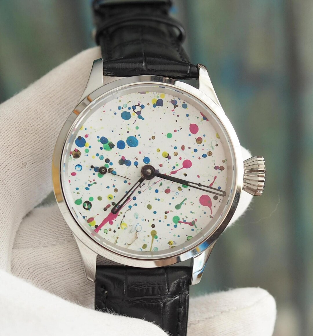 Custom Paint-splatter Dial Watch | Swiss ETA 6498 Mechanical Movement ...
