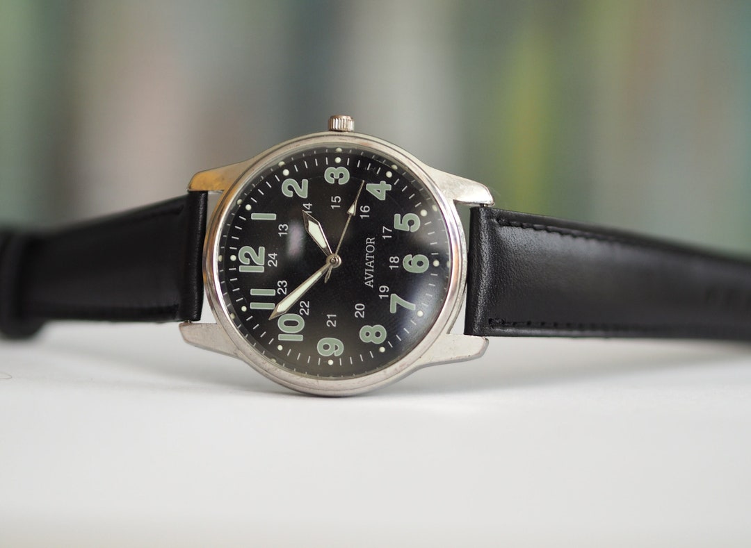 Aviator Style Quartz Men's Watch - Etsy