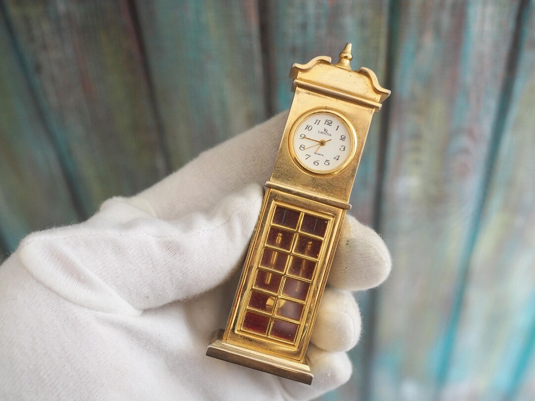 LAGUNA Miniature Quartz Brass Clock - Etsy