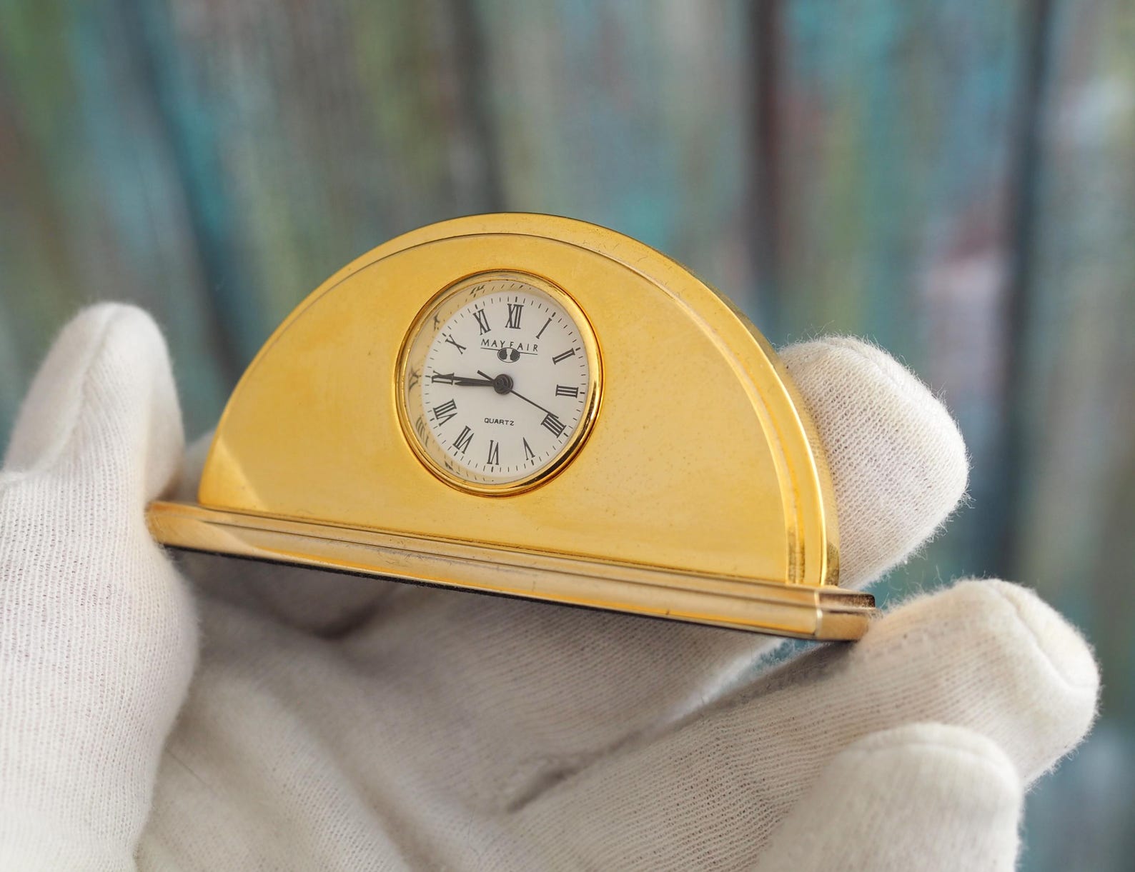 MAYFAIR Miniature Quartz Brass Clock , Art Deco Style - Etsy