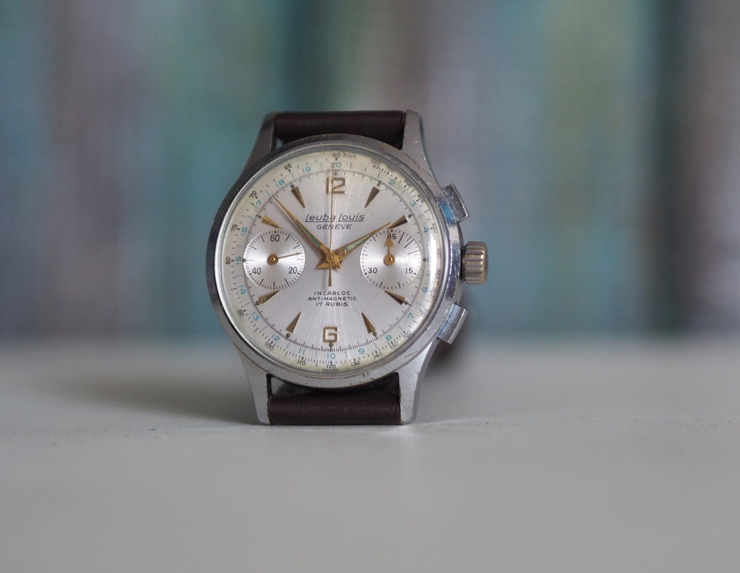 Leuba Louis GENEVE Chronograph , Cal Venus 188 1950s Vintage Swiss ...