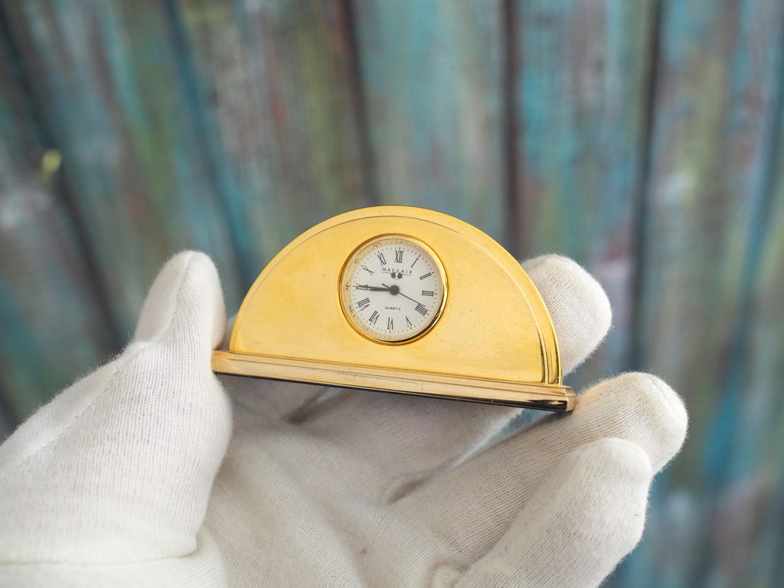 MAYFAIR Miniature Quartz Brass Clock , Art Deco Style - Etsy