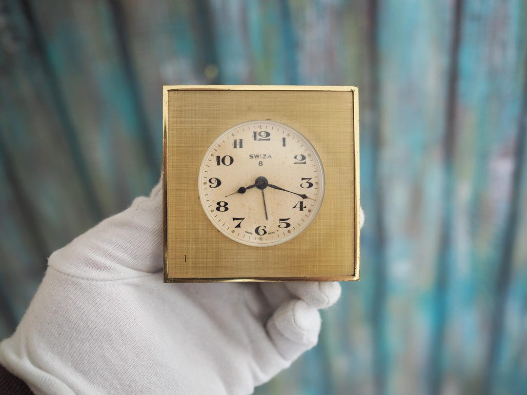 Vintage Swiza 8-day Alarm Clock – Swiss Made Manual Wind-up Brass Desk ...