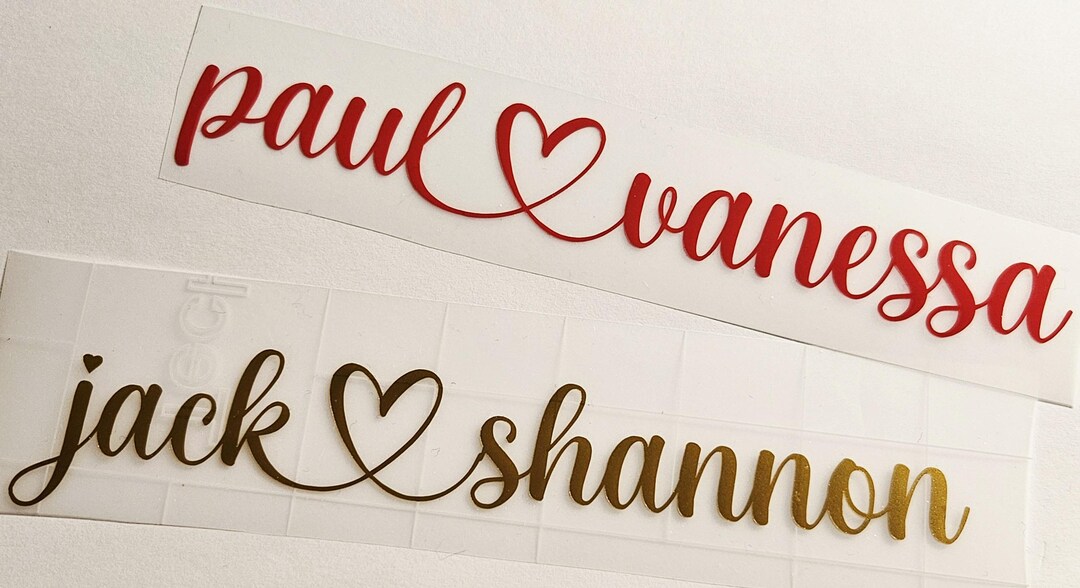 Couples Valentines Decals | Couples Wedding Decal | Double Name With ...