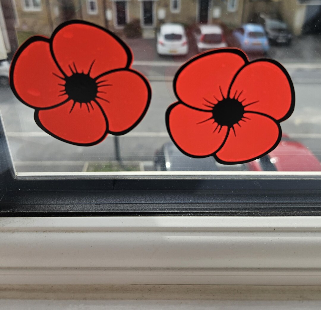 Poppy Window Stickers: Remembrance Day Car & Shop Decals - Etsy