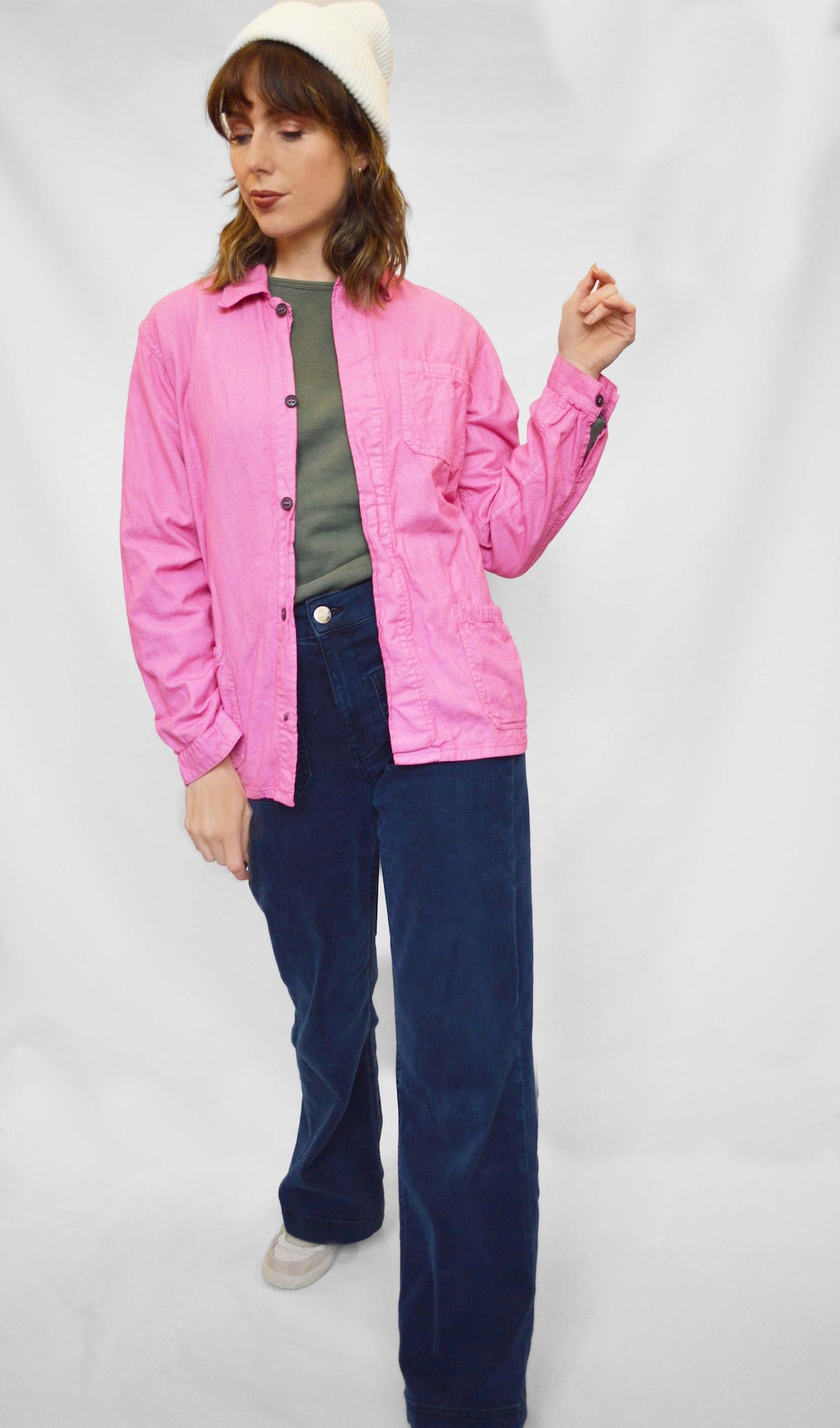 French Chore Jacket Pink Cotton Workwear Shirts - S M L Xl - Etsy
