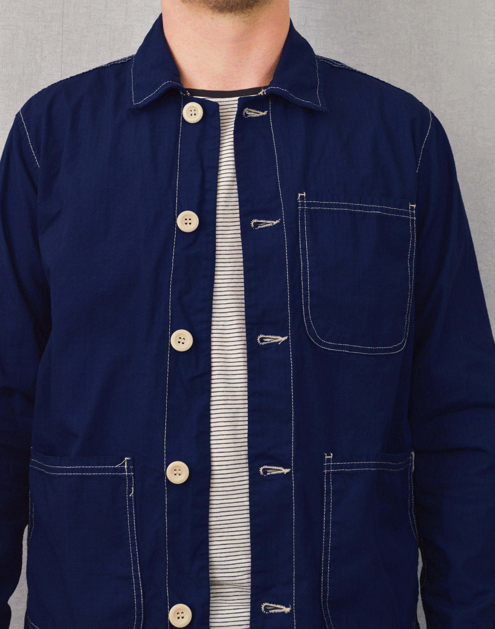 French Style Chore Jacket Navy Blue Size Medium - Etsy