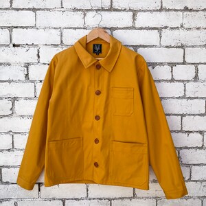 Cumin Yellow Workwear Jacket - Made in England Cotton Canvas Chore ...