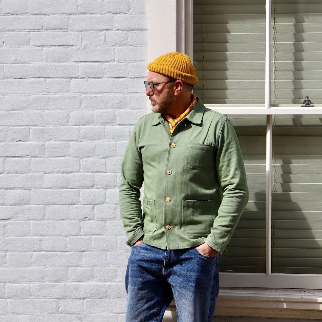 60s Style French Army Green Cotton Twill Canvas Chore Jacket Various ...