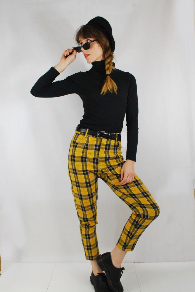 High Waisted Lined Tartan Plaid Nova Check Chino Capri - Etsy