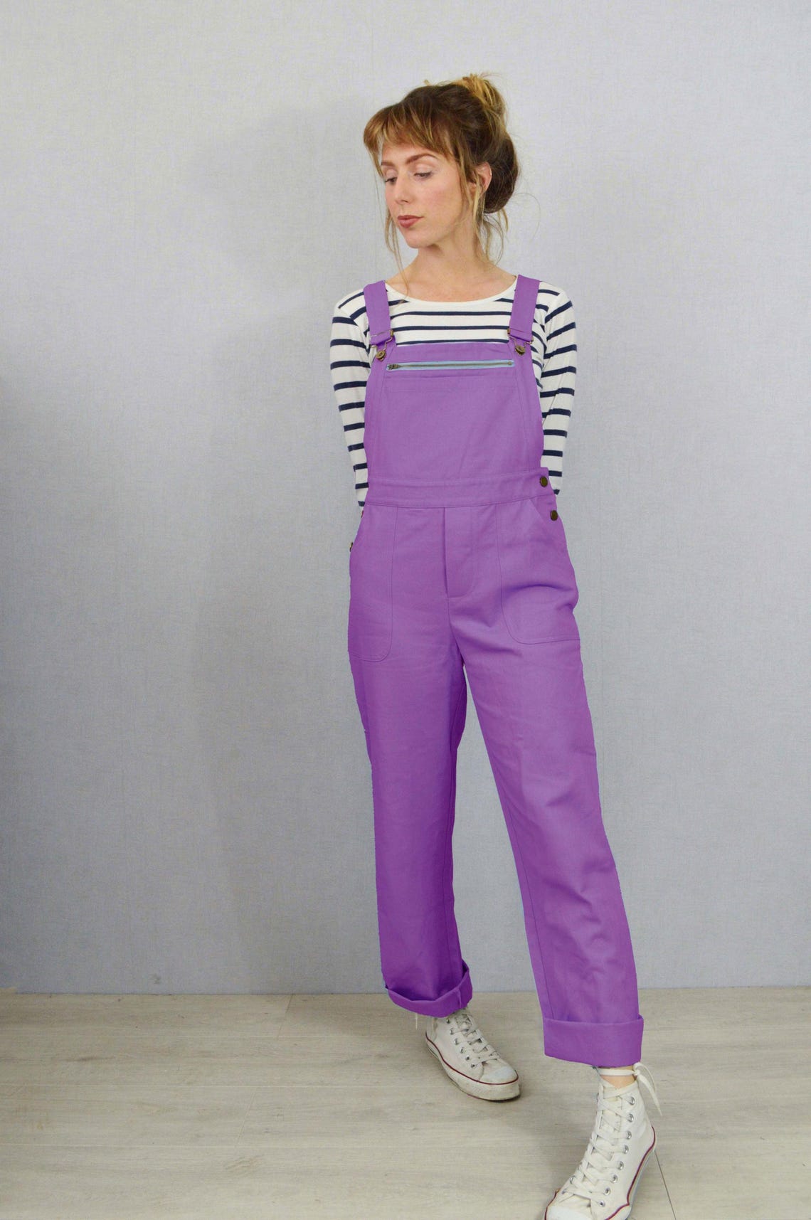 Purple Workwear Dungarees - Bib Coveralls All in One - XS S M L - Etsy