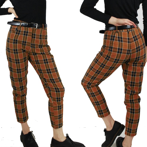 High Waisted Lined Tartan Plaid Nova Check Chino Capri - Etsy