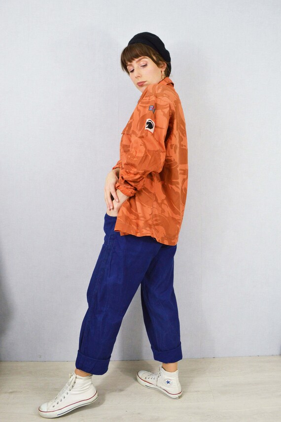 Vintage 90s Orange Camo Shirt Oversized British Milit… - Gem